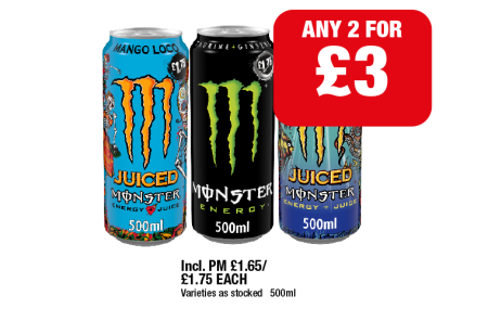 Monster Energy Original, Mango Loco, Aussie Lemonade - Any 2 for £3 at ...