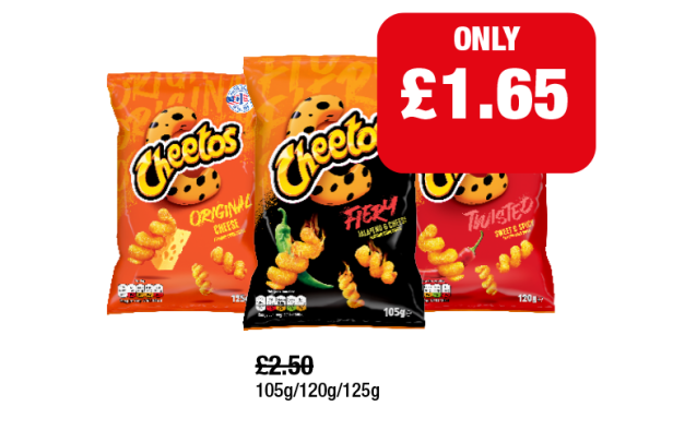 Cheetos Original, Fiery, Twisted - Now Only £1.65 at Family Shopper ...